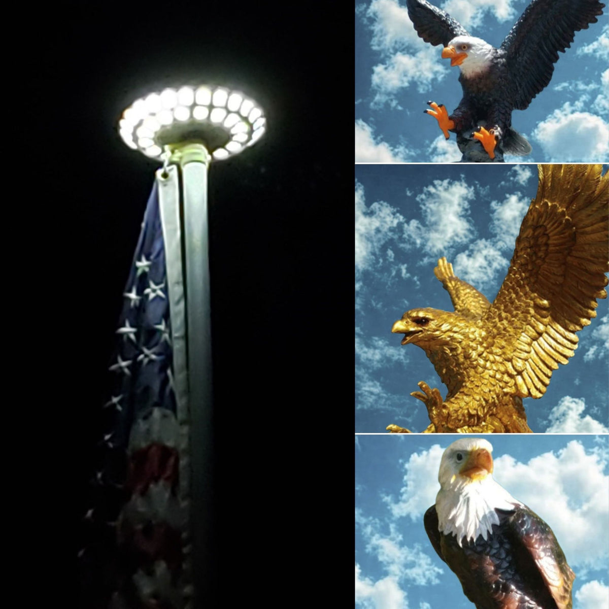 Bald Eagle Finial and Solar Flagpole Light Kit - Illumination Alley